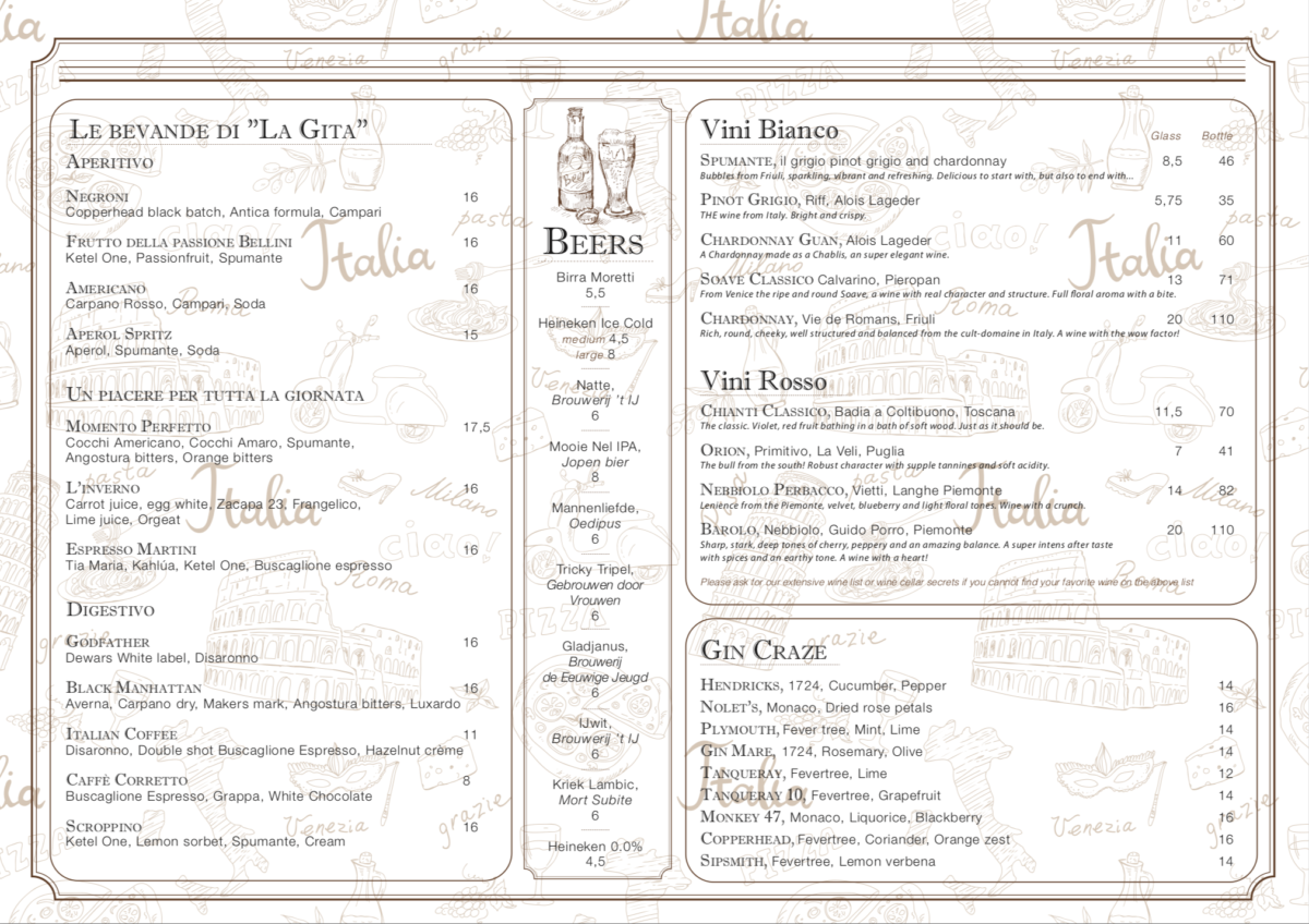 Menukaart La Gita 2 - InsideFlyer